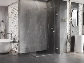 Mexen Lunar-F, sklápěcí sprchový kout pravý 90 x 80 cm, 8mm čiré sklo, chromový profil, 836-090-080-01-00-P