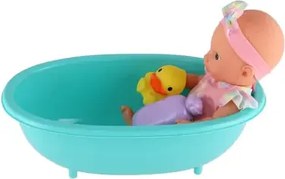 TEDDIES Panenka miminko s vaničkou / 26 cm / Pevné tělo / Doplňky v ba