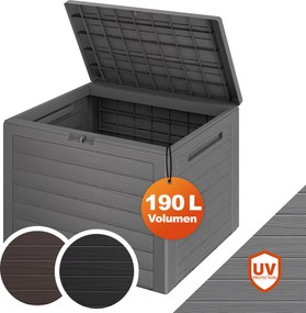 Casaria Úložný box Lille šedý 190 l – plastový, s víkem