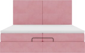 Osmanský rám postele s matrací růžová 200x200cm samet 3313426