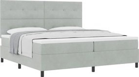 Postel s boxspringem s čelo Světle šedá 200 x 200 cm samet 3339854