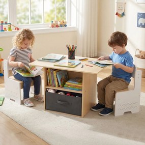 Costway Dětský stůl s 2 židličkami ve tvaru krokodýla 3 PCS. Dětská sedací