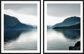 Obraz Plakáty V Rámu 53x73 cm Diptych Sada 2 obrazů Jezero Hory P2075