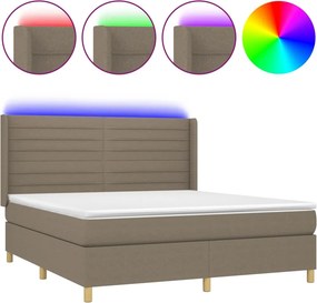 Box spring postel s matrací a LED taupe 180x200 cm textil 3138977