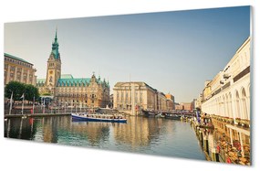 akrylový obraz Německo Hamburg River katedrála 140x70 cm