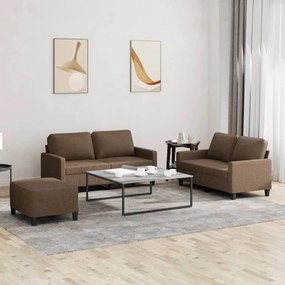 3dílná sedací souprava s poduškami hnědá textil 3201455