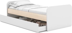Bílá dětská postel v dekoru borovice s výsuvným lůžkem s úložným prostorem s roštem 90x200 cm Esteban – Marckeric