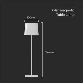 LED Solární magnetická stolní lampa LED/5W/5V 3000-6000K 3600 mAh IP65 bílá