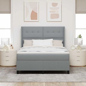 Postel s boxspringem s čelo Světle šedá 190 x 140 cm textil 3341637