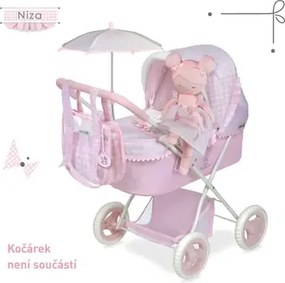 DeCuevas Plyšová panenka NIZA - 36 cm s kolébkou / od 12 měsíců