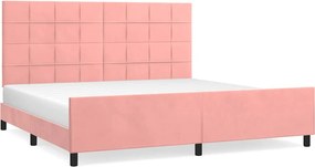 Rám postele s čelem růžový 200x200 cm samet 3125780