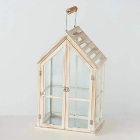 Dřevěná lucerna ve tvaru domečku- velká- 50 cm