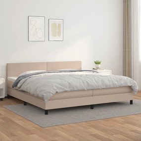 Box spring postel s matrací cappuccino 200 x 200 cm umělá kůže,  3141028