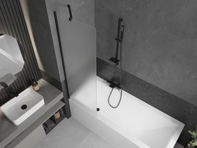 Mexen Next, vanová zástěna 1-křídlová 60 x 150 cm, fixní křídlo, 6 mm námraza sklo, černý profil, 895-060-000-00-30-70