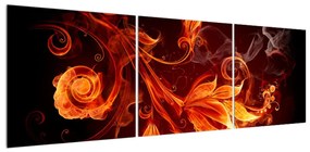 Obraz květů v ohni (150x50 cm)