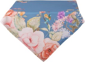 Modrý bavlněný ubrus s květy Flower & Fiesta - 100*100 cm