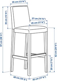 BERGMUND Barová stolička s opěrkou, vzor dub/Gunnared šedá, 62 cm