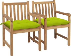 vidaXL Zahradní židle 2 ks podušky masivní teak [3062752] Barva: Jasně zelená