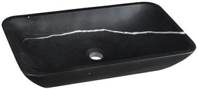 Sapho, BLOK kamenné umyvadlo 60x11x35 cm, černý Marquin, matný, 2401-39