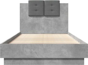 Rám postele s čelem a LED osvětlením betonově šedý 75 x 190 cm 3210069
