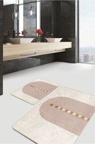 Béžové sametové koupelnové předložky v sadě 2 ks 60x100 cm – Mila Home
