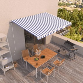 Automatická zatahovací markýza 450 x 350 cm modrobílá 3069006
