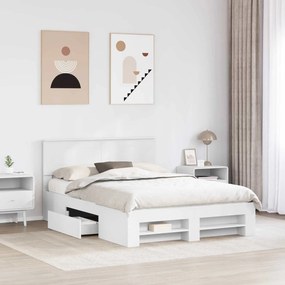 Rám postele s čelo Bílá 140 x 200 cm Kompozitní dřevo 3408753