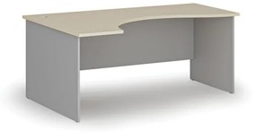 Ergonomický kancelářský pracovní stůl PRIMO GRAY, 1800 x 1200 mm, levý, šedá/bříza