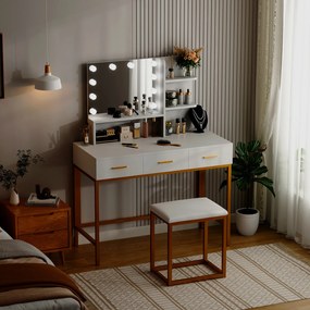 Toaletní stolek ELARA s LED osvětlením bílý