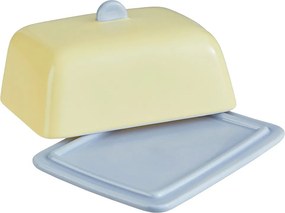BUTTER Dóza na máslo keramická - žlutá/modrá