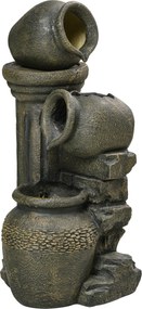 Fontána, nastavitelné čerpadlo, odolná proti povětrnostním vlivům, 25 cm x 24 cm x 60 cm, šedá barva