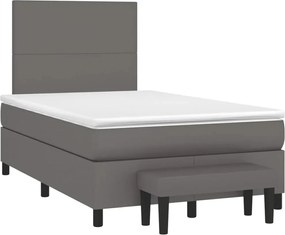 Box Spring Postel S Matrací Šedá Umělá Kůže Šedá Hladký design 120 x 190