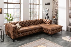 Designová rohová sedačka Rococo 275 cm antik hnědá - pravá