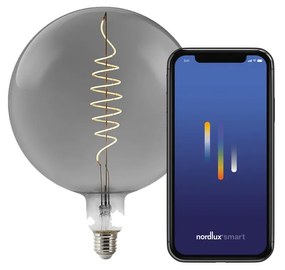 Velká kouřová stmívatelná smart žárovka NORDLUX E27 s Bluetooth