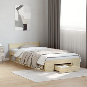 Rám postele se zásuvkou dub sonoma 75 x 190 cm kompozitní dřevo 3280806