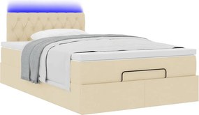 Otomanská postel s matrací &amp; LEDs krémová 120x190cm látka 3312379