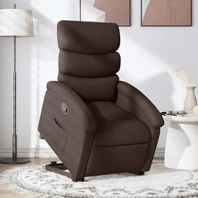 Zvedací polohovací křeslo tmavě hnědé textil 3203983