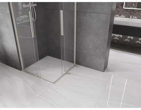 Mexen Velar Duo, sprchový kout s posuvnými dveřmi 100 x 100 cm, 8mm čiré sklo, broušená ocel, 871-100-100-02-97