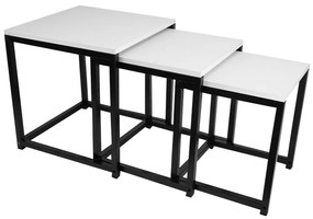 TEMPO Set 3 konferenčních stolků, bílá matná/černá, KASTLER NEW TYP 3