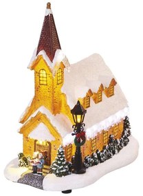 Emos Vánoční zasněžený LED kostel 26cm 3xAA WW