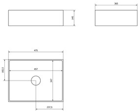 Sapho FORMIGO betonové umyvadlo na desku 47,5 x 36,5 cm bez přepadu písková hnědá FG013