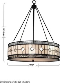Kovové závěsné svítidlo se skleněným stínidlem ø 60 cm Waldorf – Premier Housewares