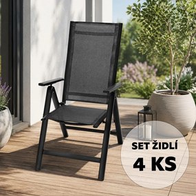 Set 4ks hliníkových polohovacích křesel Avenberg ISLA černá