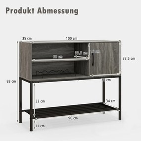 Costway Bar Cabinet s stojany na víno a policemi Dřevěný konzolový stůl