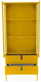 Matně hořčicově žlutá lakovaná vitrína Tenzo Uno 178 x 76 cm