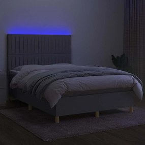 Box spring postel s matrací a LED světle šedá 140x200 cm textil 3135597