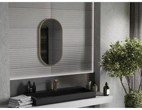 Mexen Loft, oválné koupelnové zrcadlo 75 x 40 cm, barva rámu zlatá lesklá, 9851-075-040-000-50