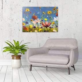 Malovaný obraz rozkvetlé louky (70x50 cm)
