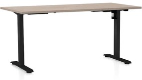 Výškově nastavitelný stůl OfficeTech A, 160 x 80 cm, černá podnož, dub