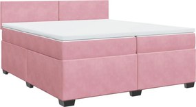 Box spring postel s matrací růžová 200x200 cm samet 3288701